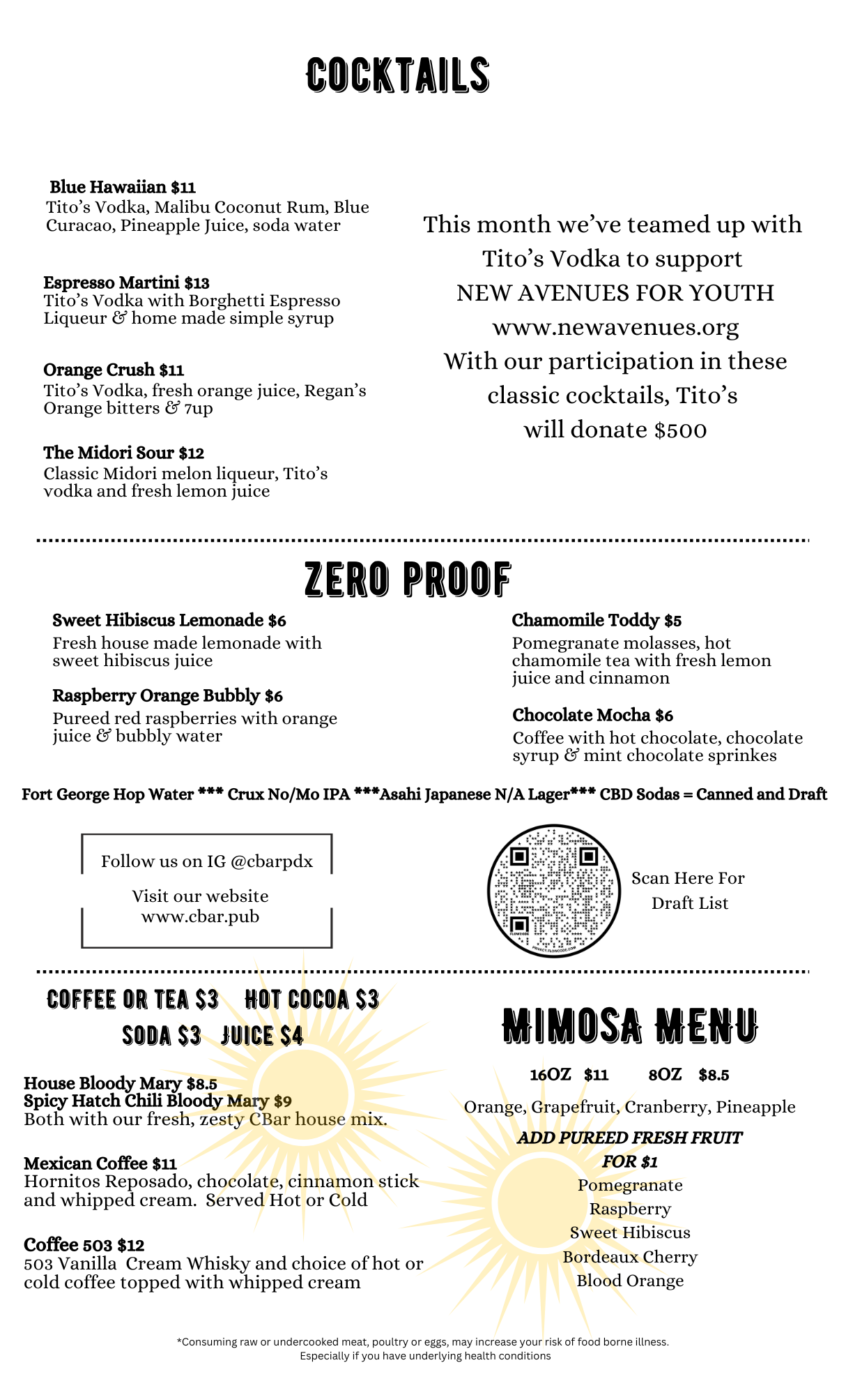 Snacks ~ Entrees ~ Burgers – CBar PDX