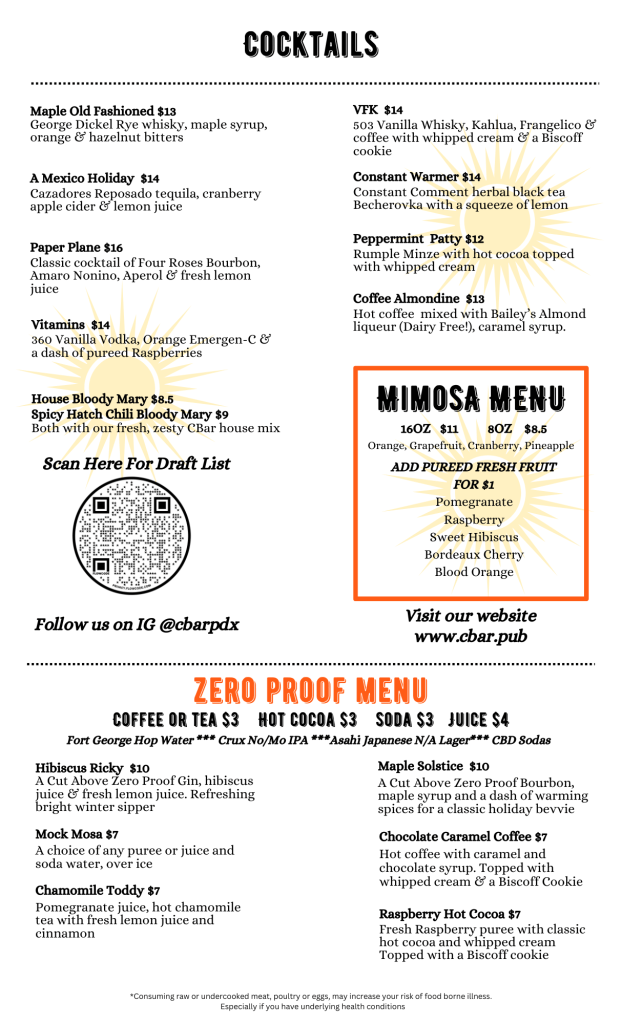 Draft Menu – CBar PDX