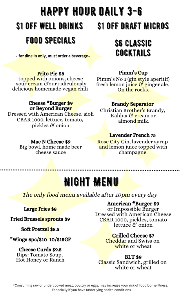 Happy Hour & Late Night – CBar PDX